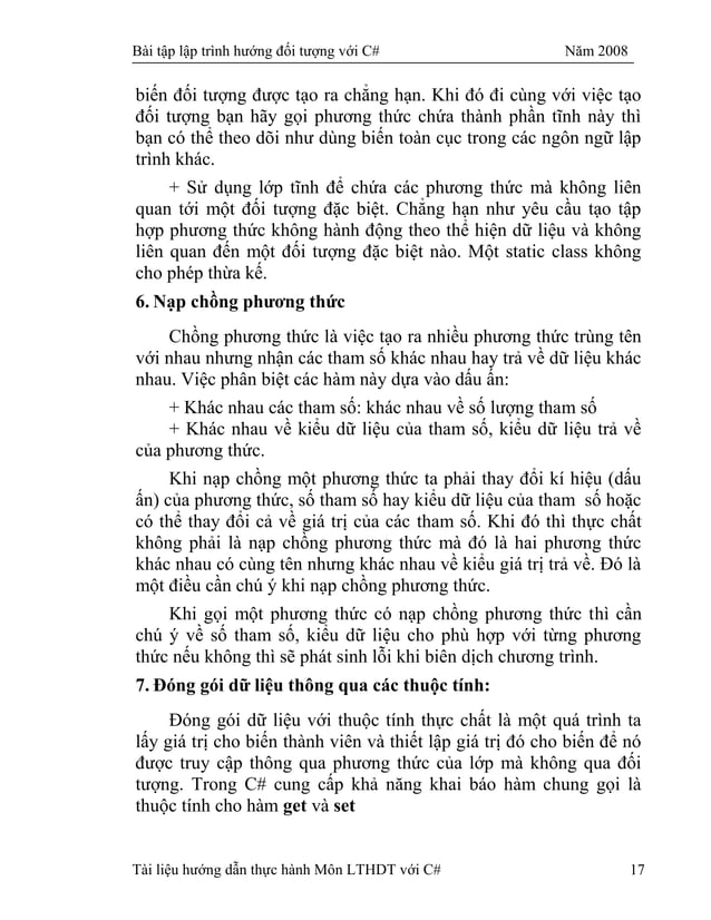 Lap trinh-huong-doi-tuong-bang-c# | PDF