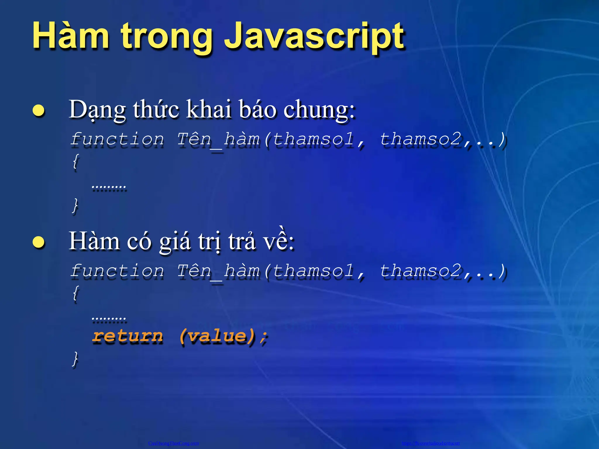 Tài liệu hướng dẫn sử dụng javascript cho lập trình web | PPTX