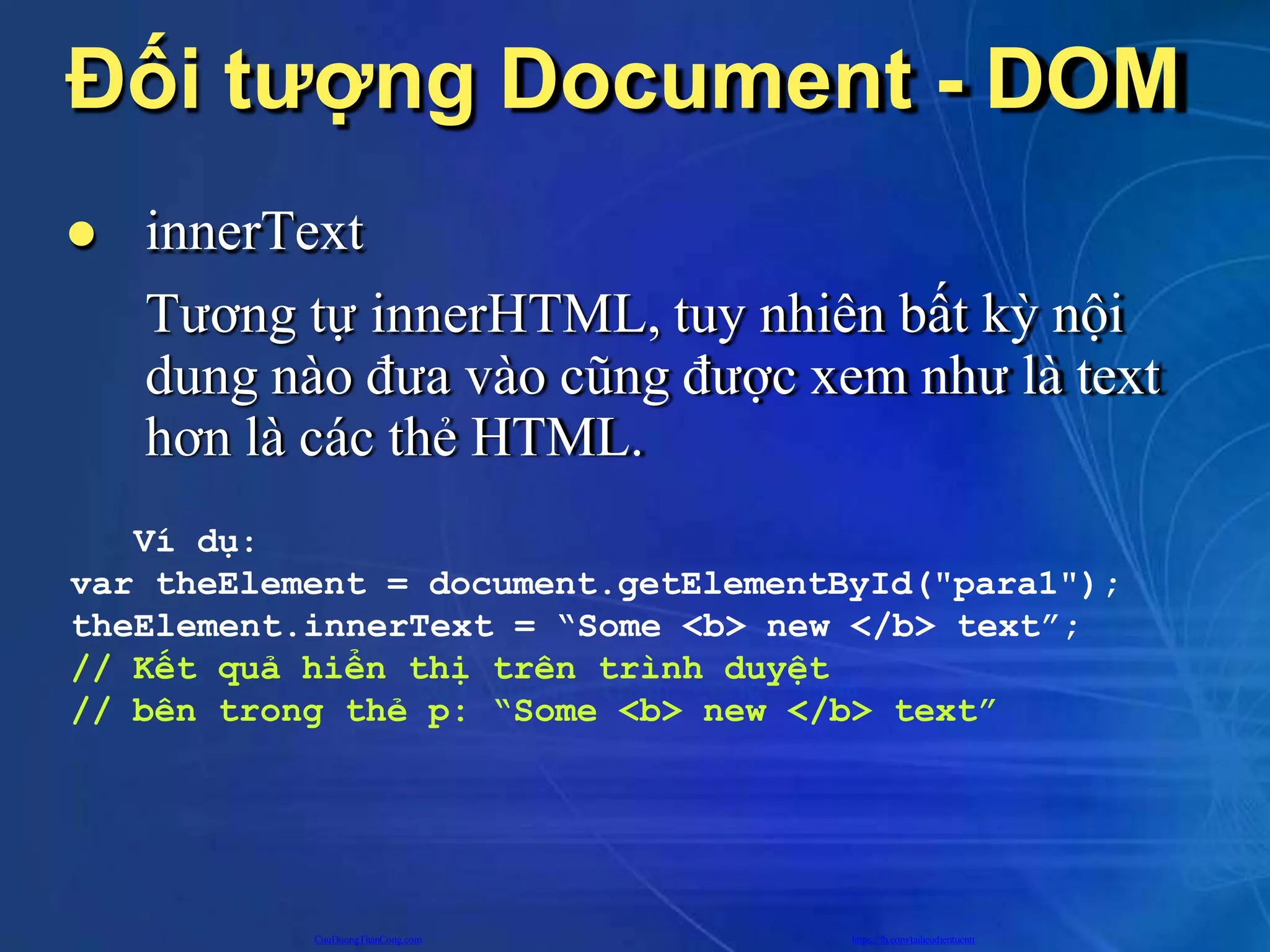 Tài liệu hướng dẫn sử dụng javascript cho lập trình web | PPTX