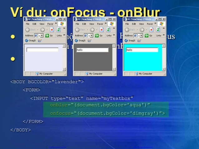 Tài liệu hướng dẫn sử dụng javascript cho lập trình web | PPT