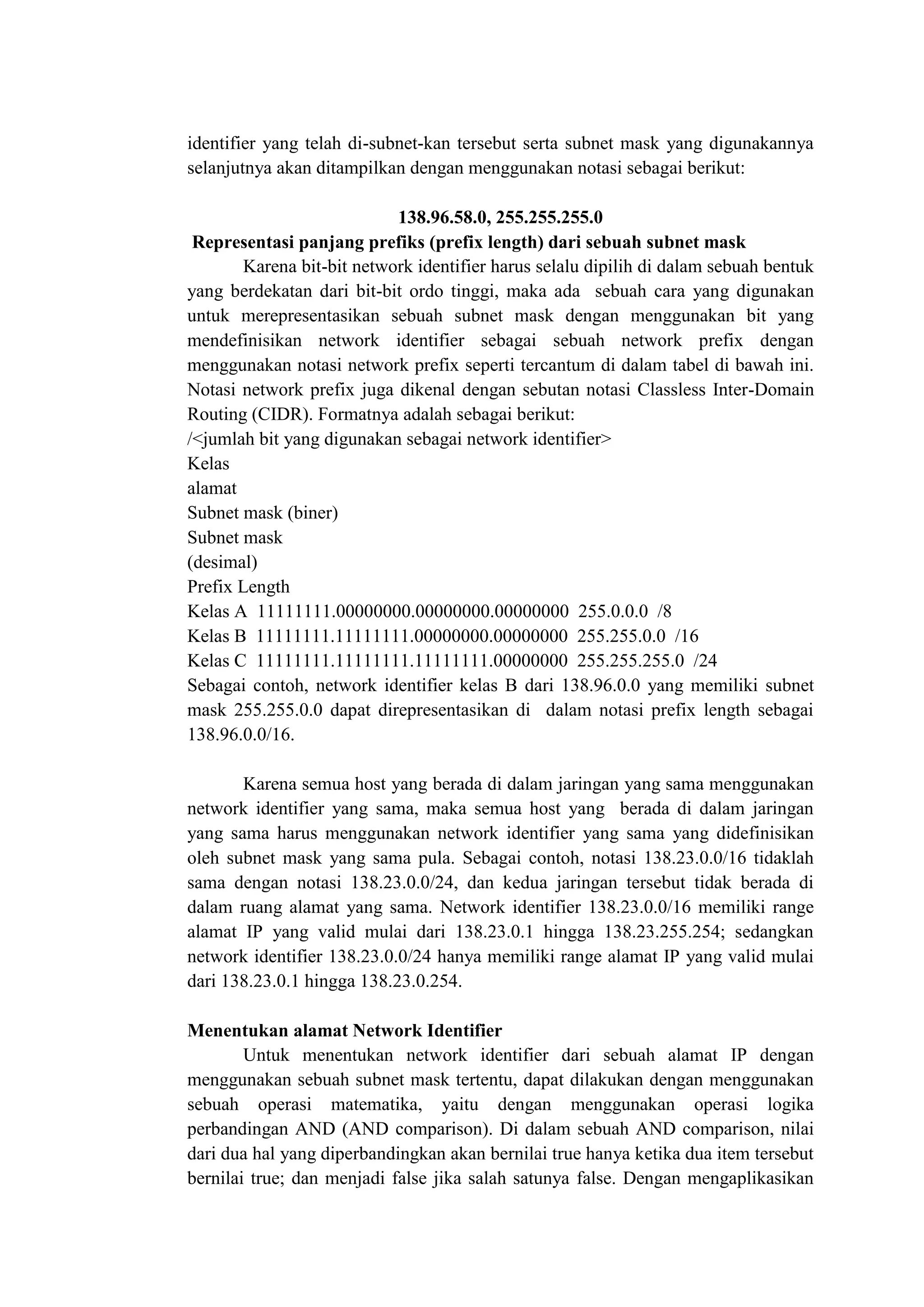 Laporan Praktek Jaringan Komputer "Subnetting" | DOCX