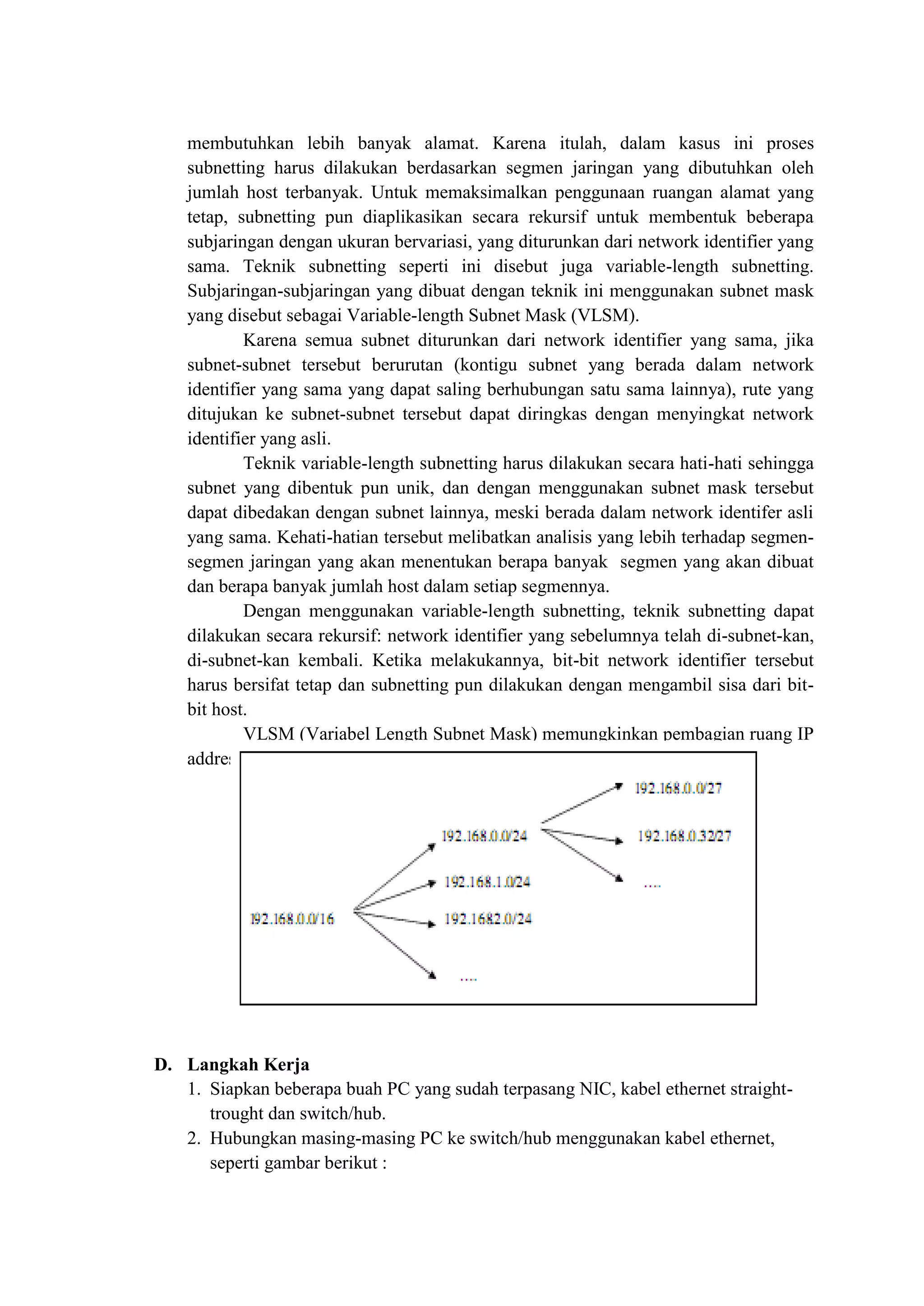 Laporan Praktek Jaringan Komputer "Subnetting" | DOCX
