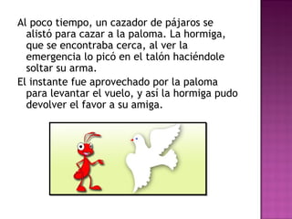 Fábula de La paloma y la hormiga | PPT