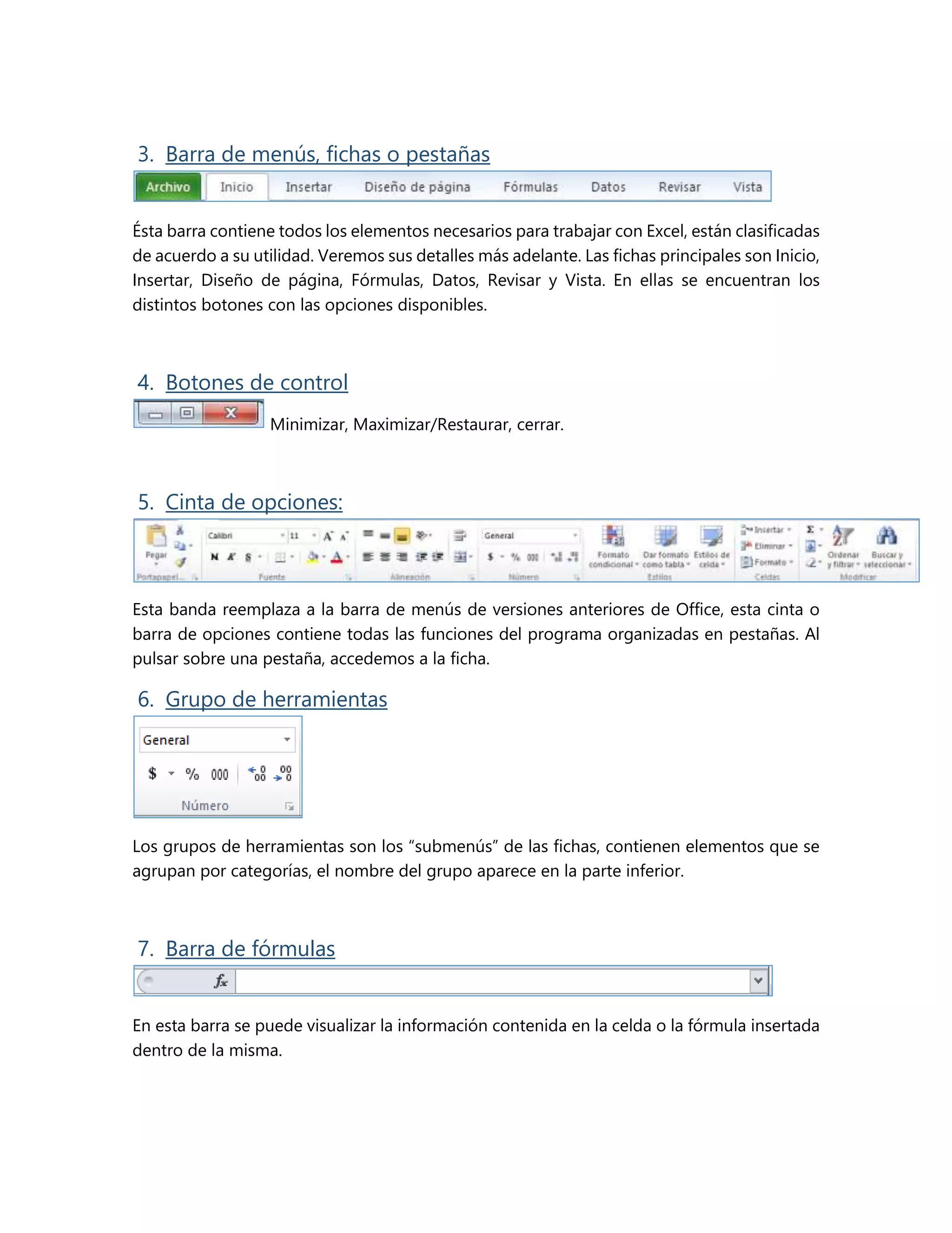 La pantalla de excel y sus elementos | DOCX