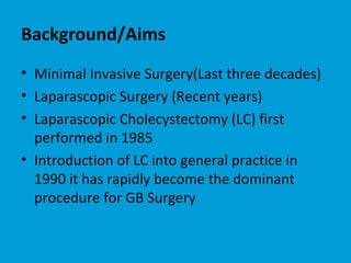 Laparascopic cholecystectomy at wazir akber khan hospital97 2003, | PPT