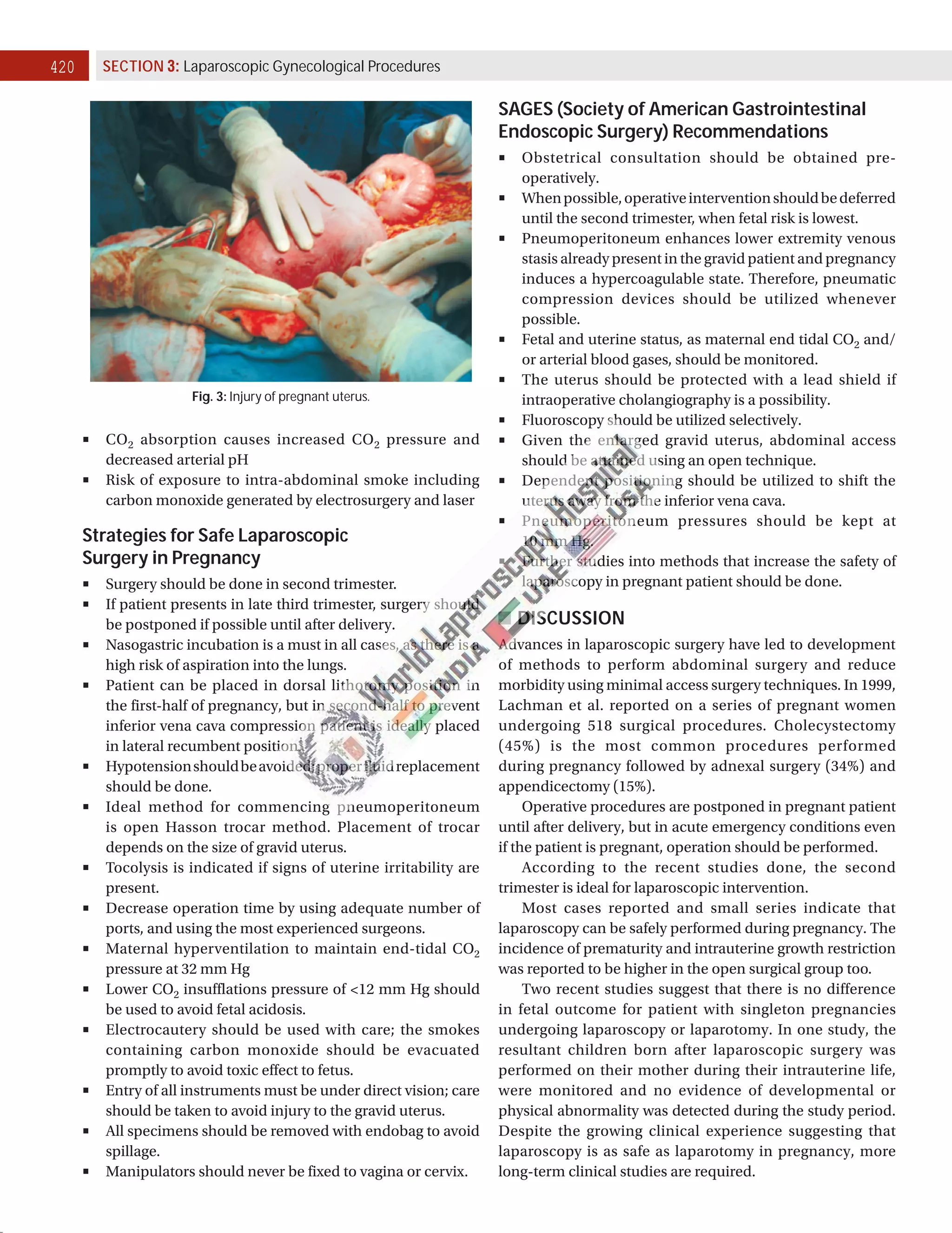 Laparoscopic Surgery in Pregnancy: Precautions and Complications | PDF