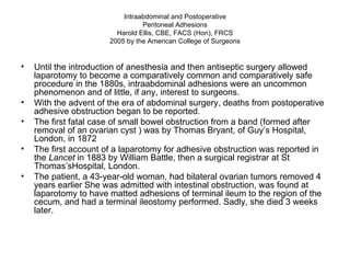Laparoscopic Adhesiolysis | PPT
