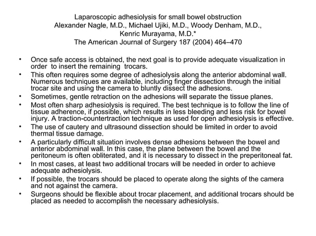 Laparoscopic Adhesiolysis | PPT