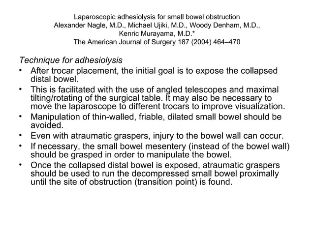 Laparoscopic Adhesiolysis | PPT