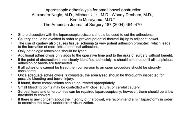Laparoscopic Adhesiolysis | PPT