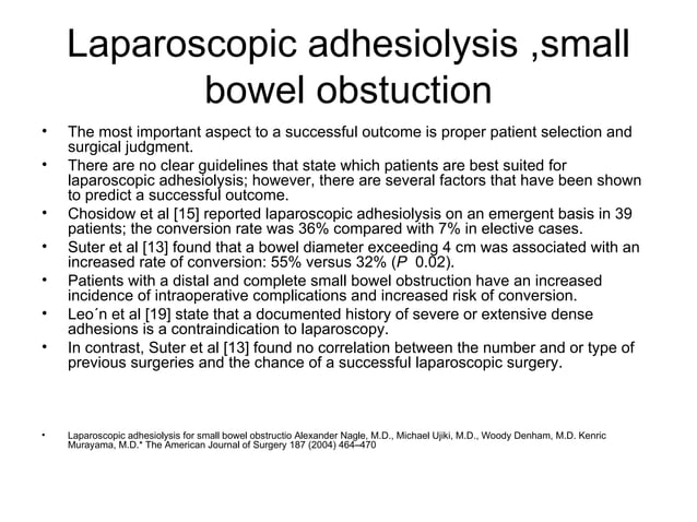 Laparoscopic Adhesiolysis | PPT | Digestive Disorders | Diseases and ...