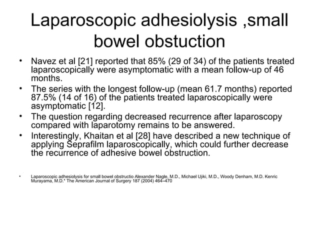 Laparoscopic Adhesiolysis | PPT | Digestive Disorders | Diseases and ...