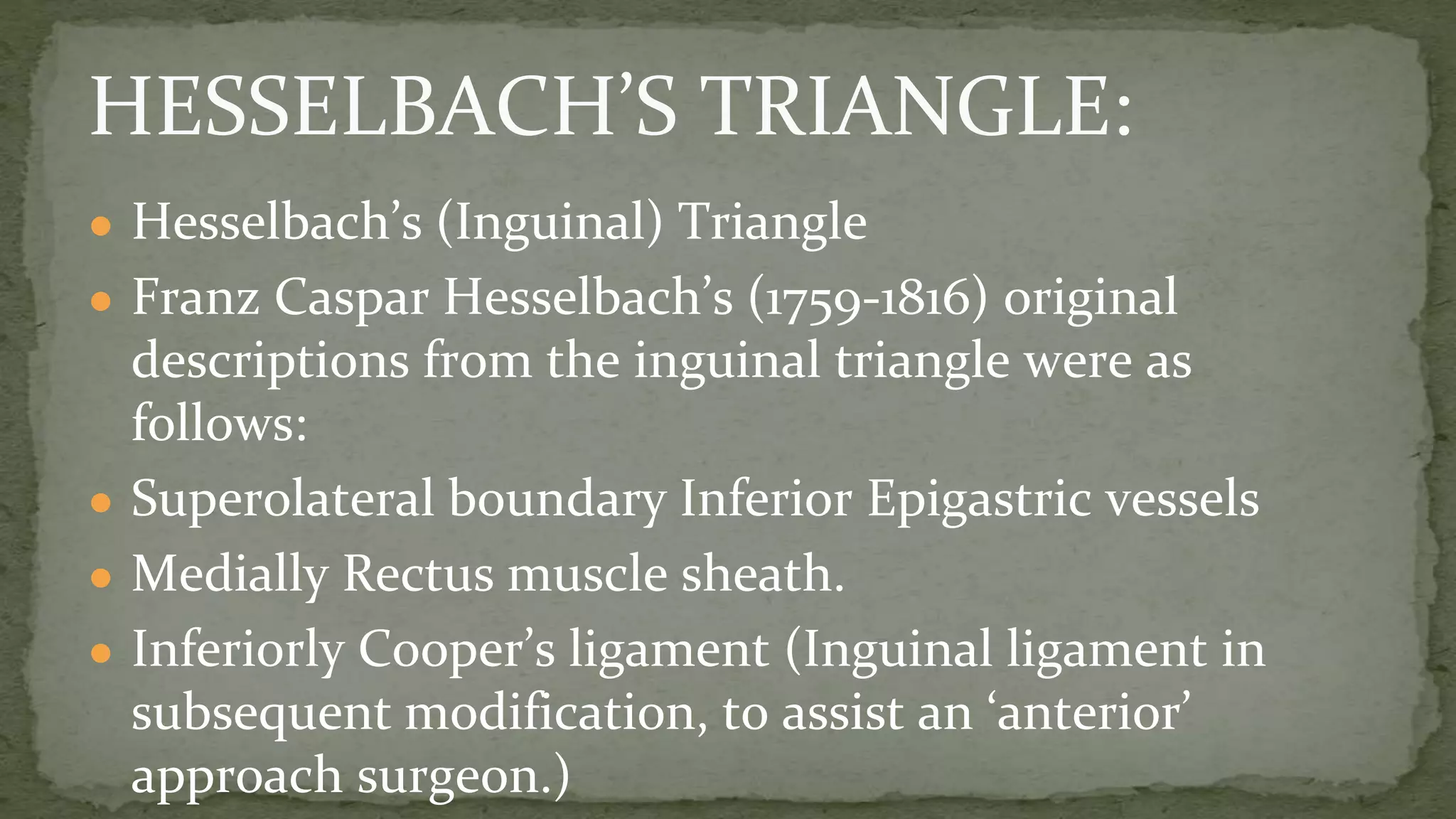 Laparoscopic anatomy of inguinal hernia | PPTX