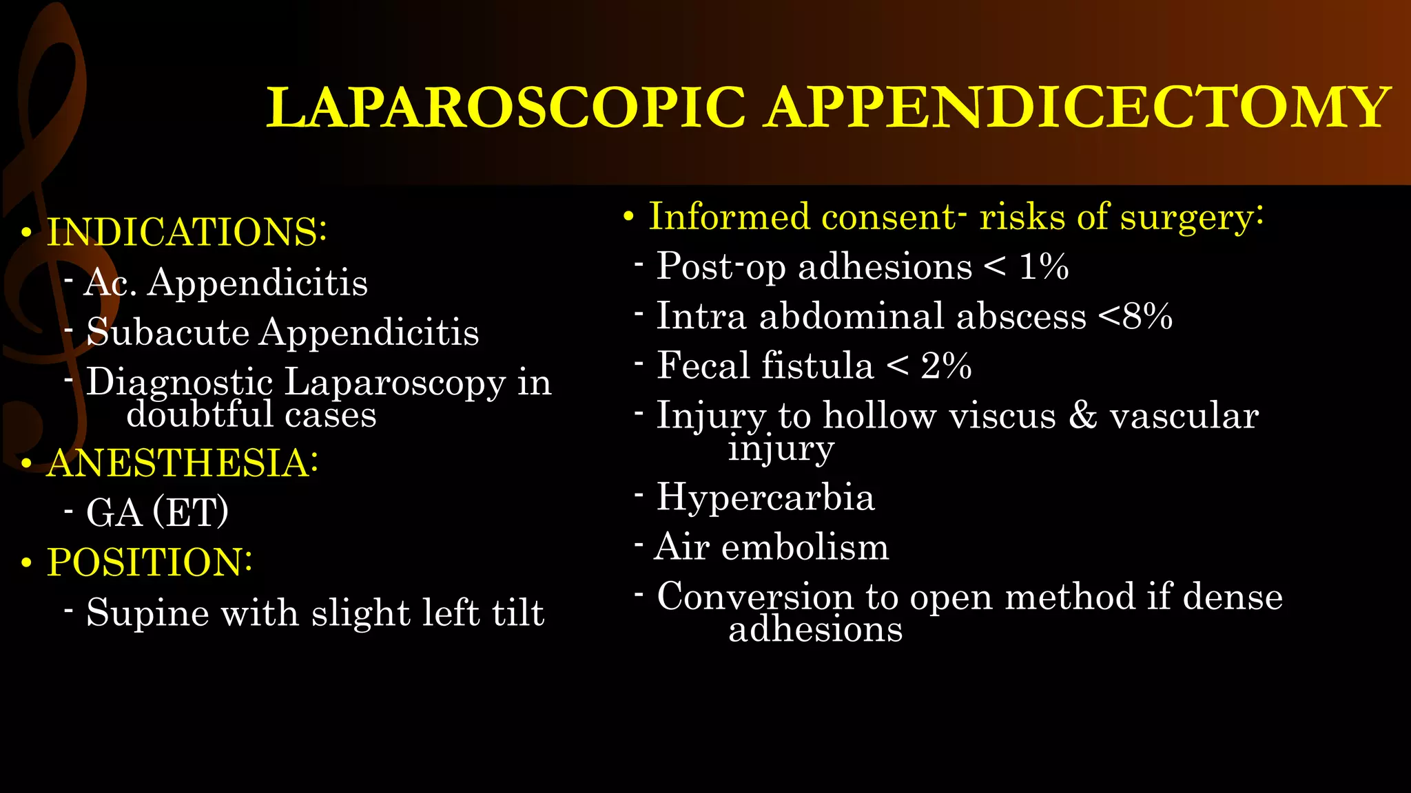 Laparoscopic Appendicectomy- Operative Surgery | PPTX