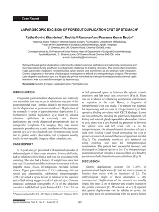 Laparoscopic Excision of Foregut Duplication Cyst of Stomach | PDF