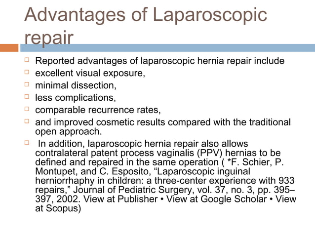 Laparoscopic herniotomy with Pubic Tract Repair in 14 year Old boy | PPT