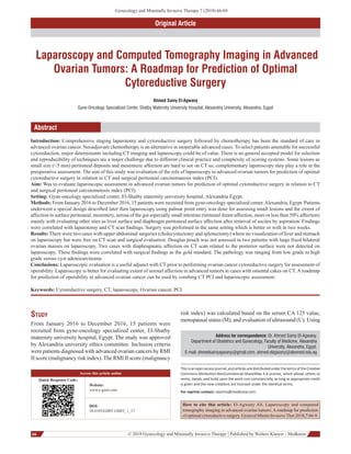 Laparoscopy and ct in ovarian cancer | PDF | Cancer | Diseases and Conditions