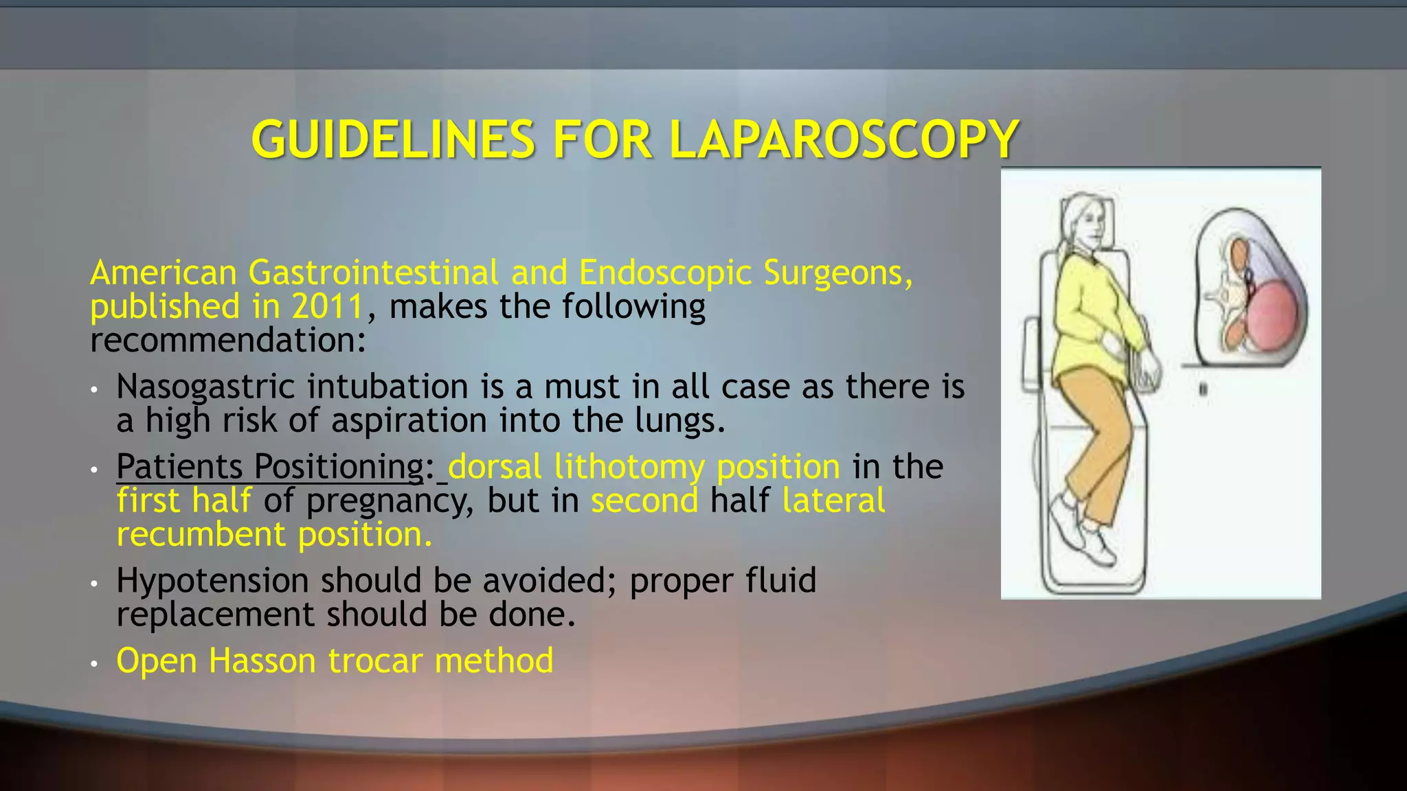 Laparoscopy for ovarian tumours in in pregnancy | PPTX