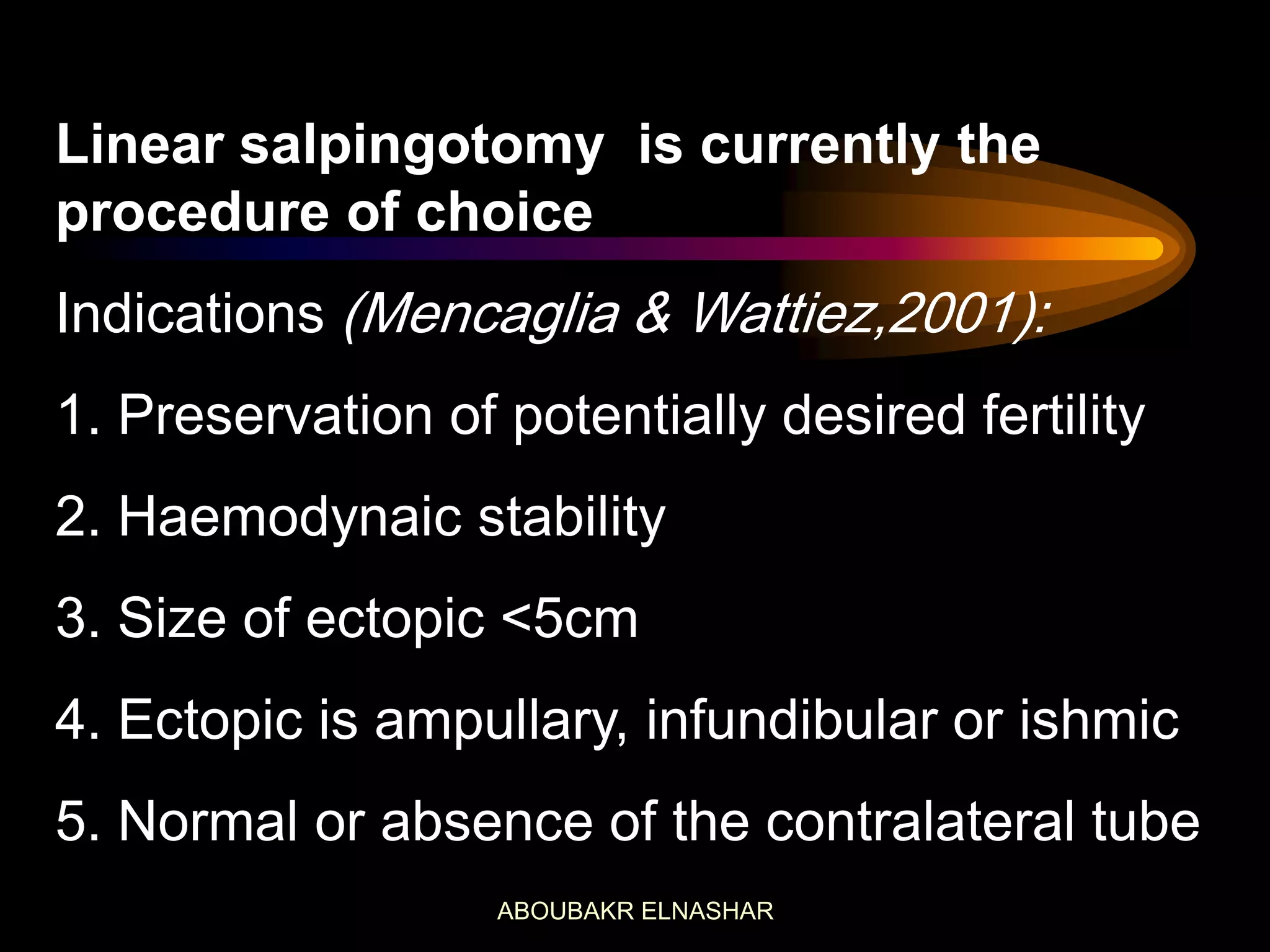 Laparoscopic management of tubal pregnancy | PDF
