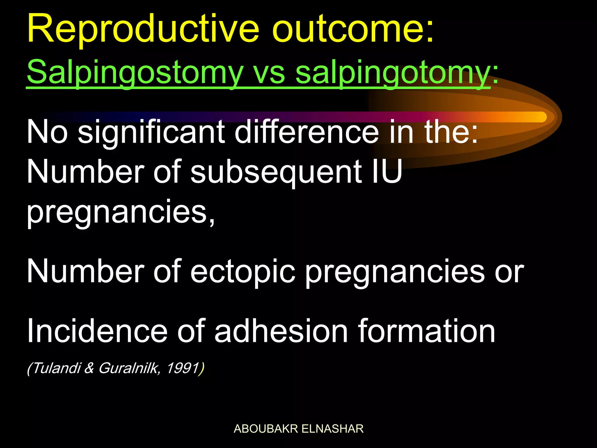 Laparoscopic management of tubal pregnancy | PDF