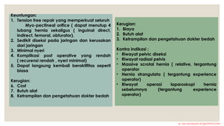 LAPAROSCOPY TAPP HERNIA inguinal ( tehnik operasi ) azis | PPTX