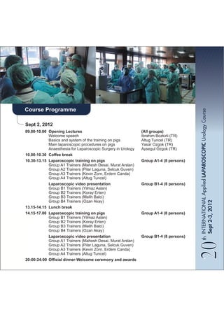 20 th INTERNATIONAL Applied LAPAROSCOPIC Urology Course Sept 2-3 2012 | PDF
