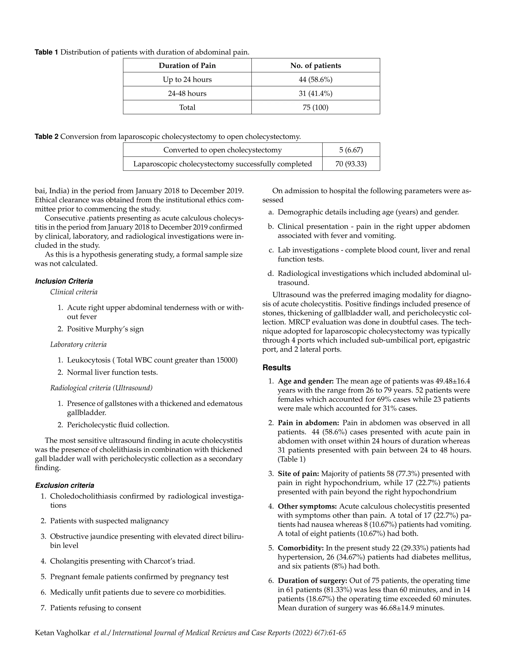 LAPAROSCOPIC CHOLECYSTECTOMY IN ACUTE CALCULOUS CHOLECYSTITIS (STUDY OF ...