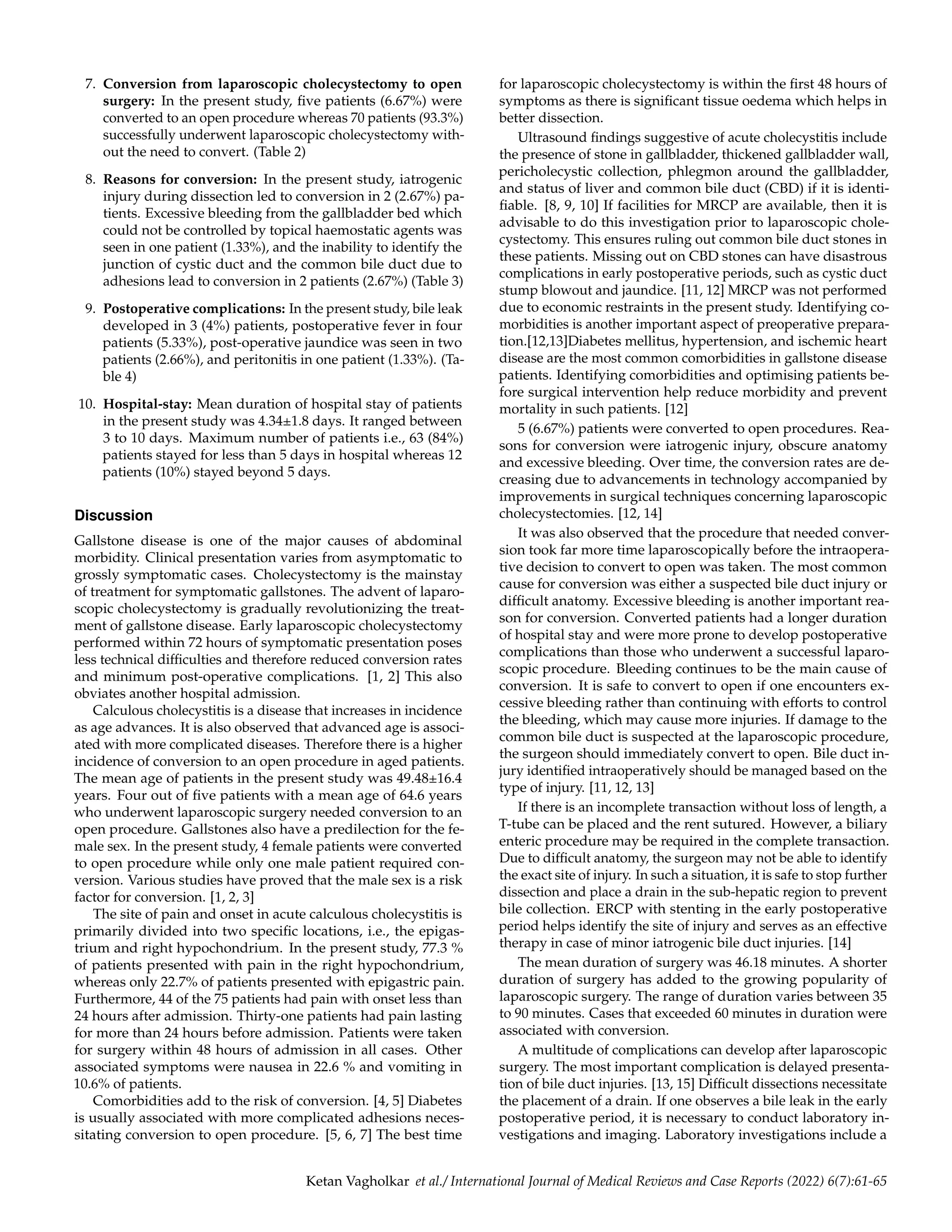 LAPAROSCOPIC CHOLECYSTECTOMY IN ACUTE CALCULOUS CHOLECYSTITIS (STUDY OF ...