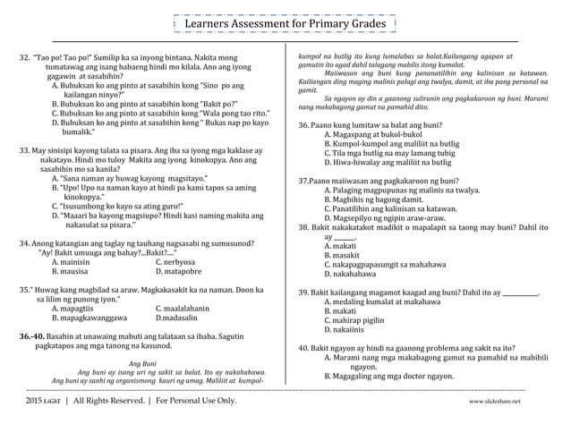 K to 12 Grade 3 LAPG FILIPINO Reviewer | PDF