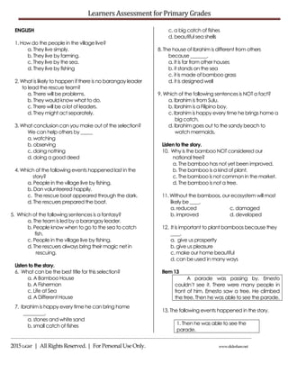 K to 12 Grade 3 LAPG Reviewer | PDF