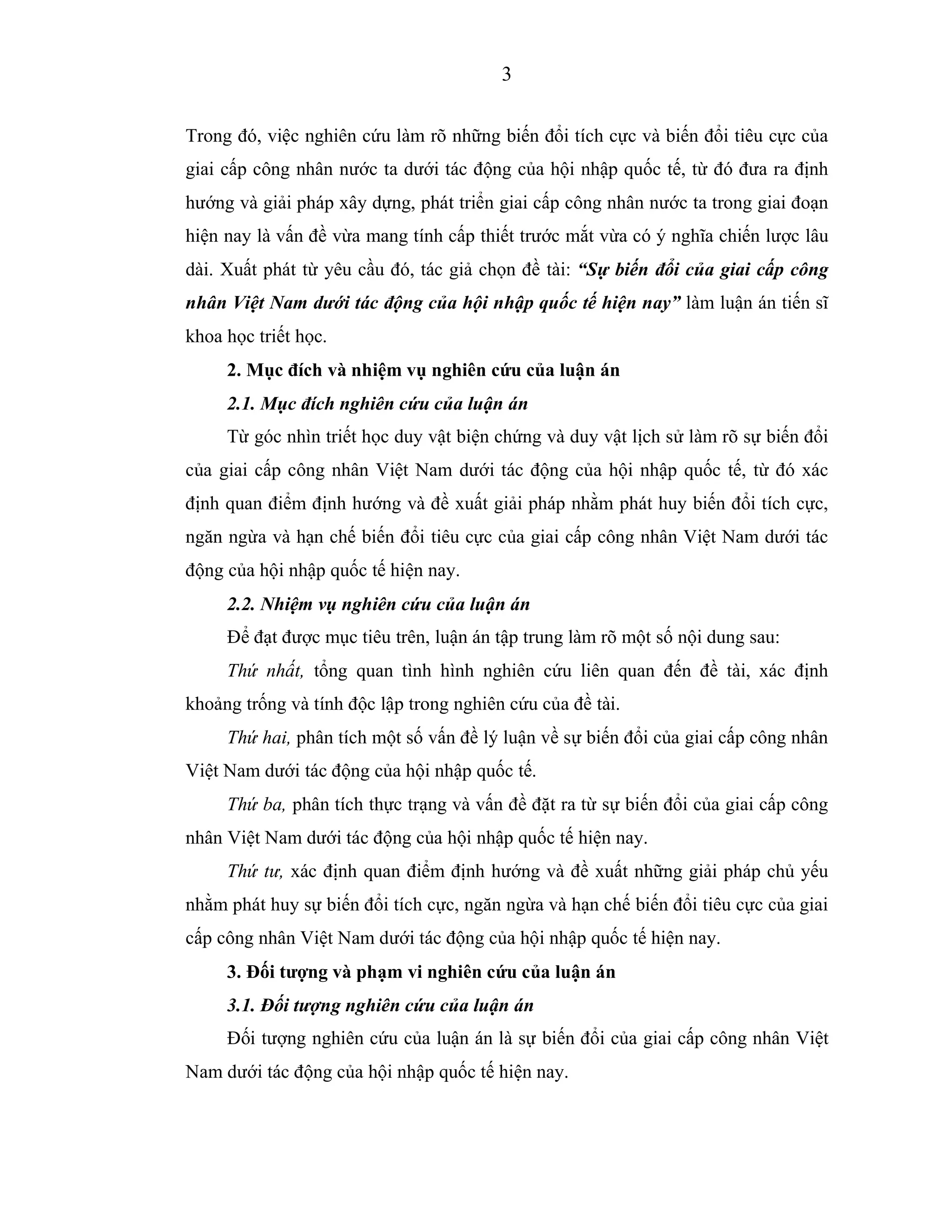 Luận án: Sự biến đổi của giai cấp công nhân Việt Nam hiện nay | PDF