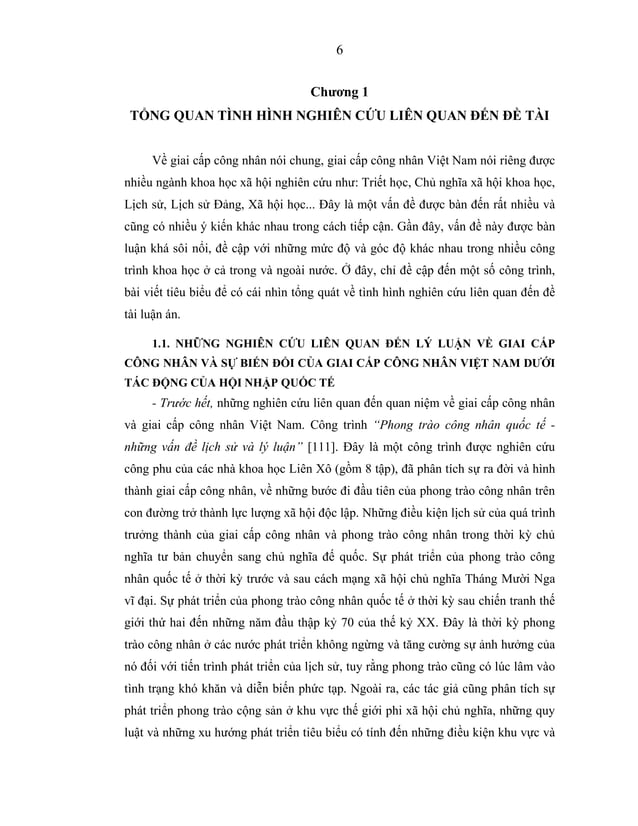 Luận án: Sự biến đổi của giai cấp công nhân Việt Nam hiện nay | PDF