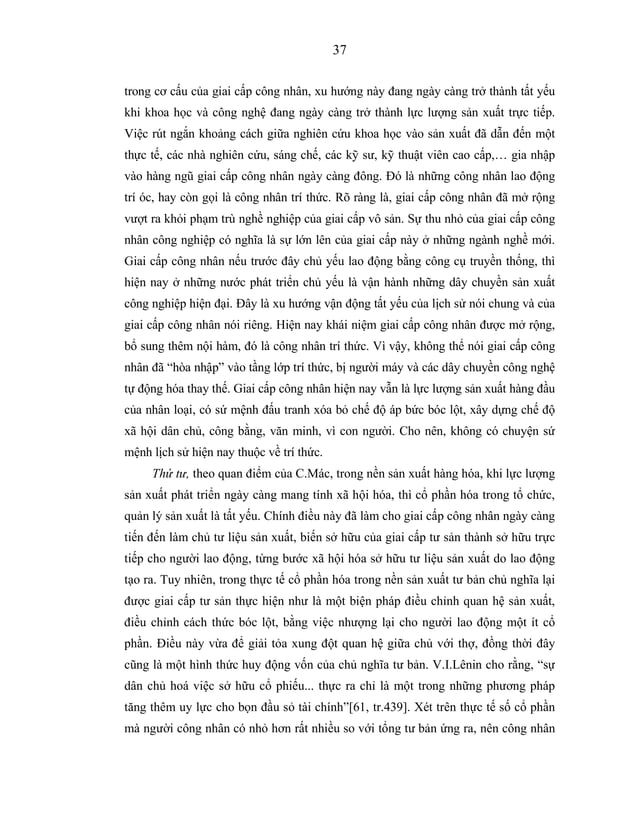 Luận án: Sự biến đổi của giai cấp công nhân Việt Nam hiện nay | PDF