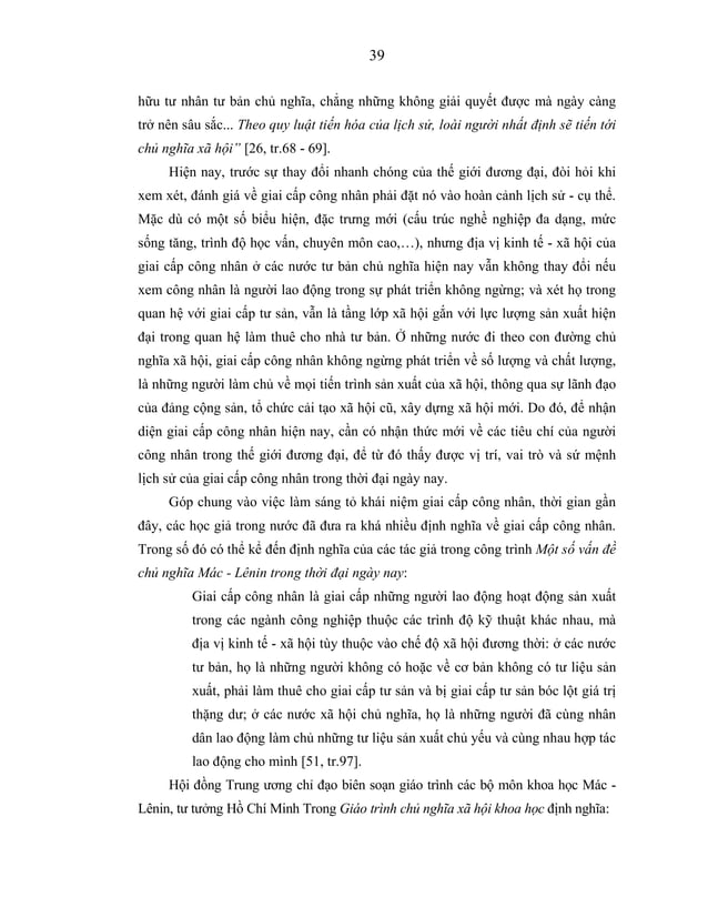 Luận án: Sự biến đổi của giai cấp công nhân Việt Nam hiện nay | PDF