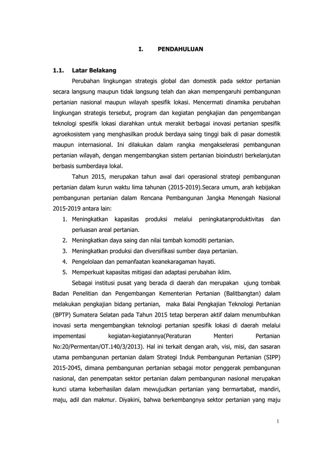 Laphir bptp sumsel ta 2015 | PDF