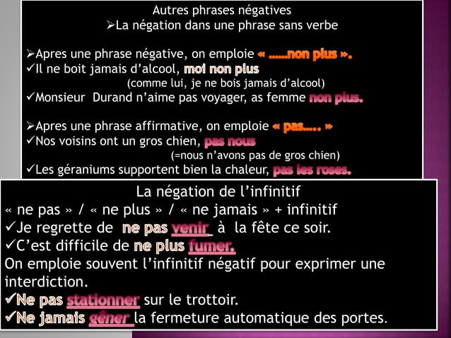 La phrase négative d ii la phrase interrogative I | PPTX