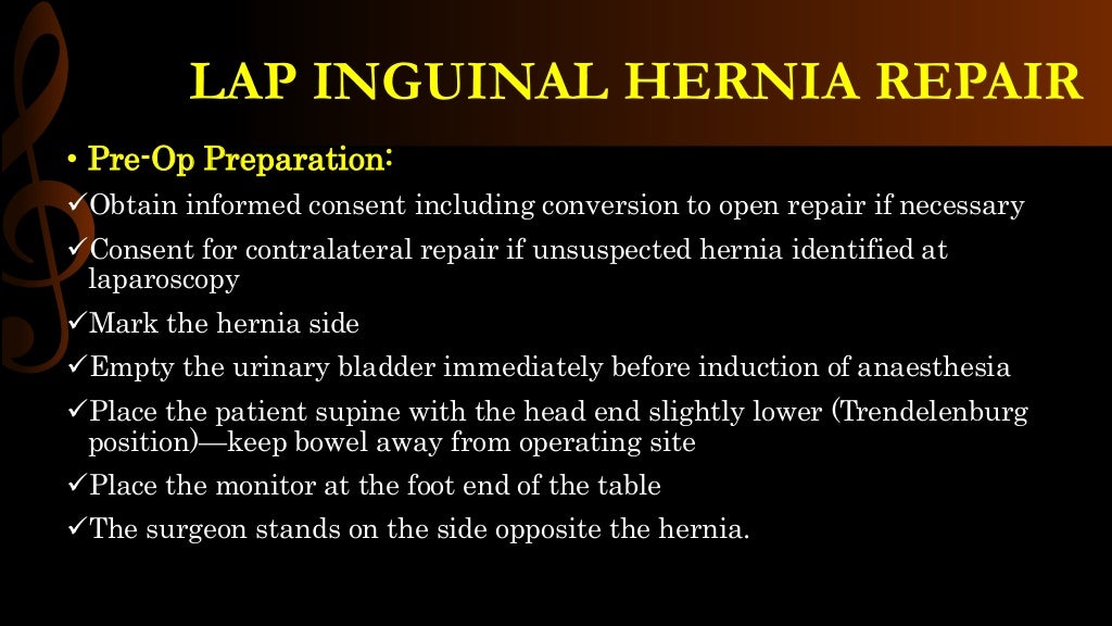 Lap Inguinal Hernia Repair Operative Surgery