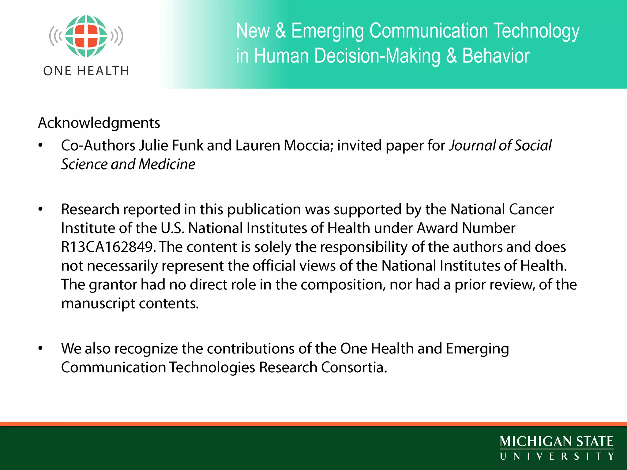 Emerging Communication Media and One Health: Reporting An Initial ...