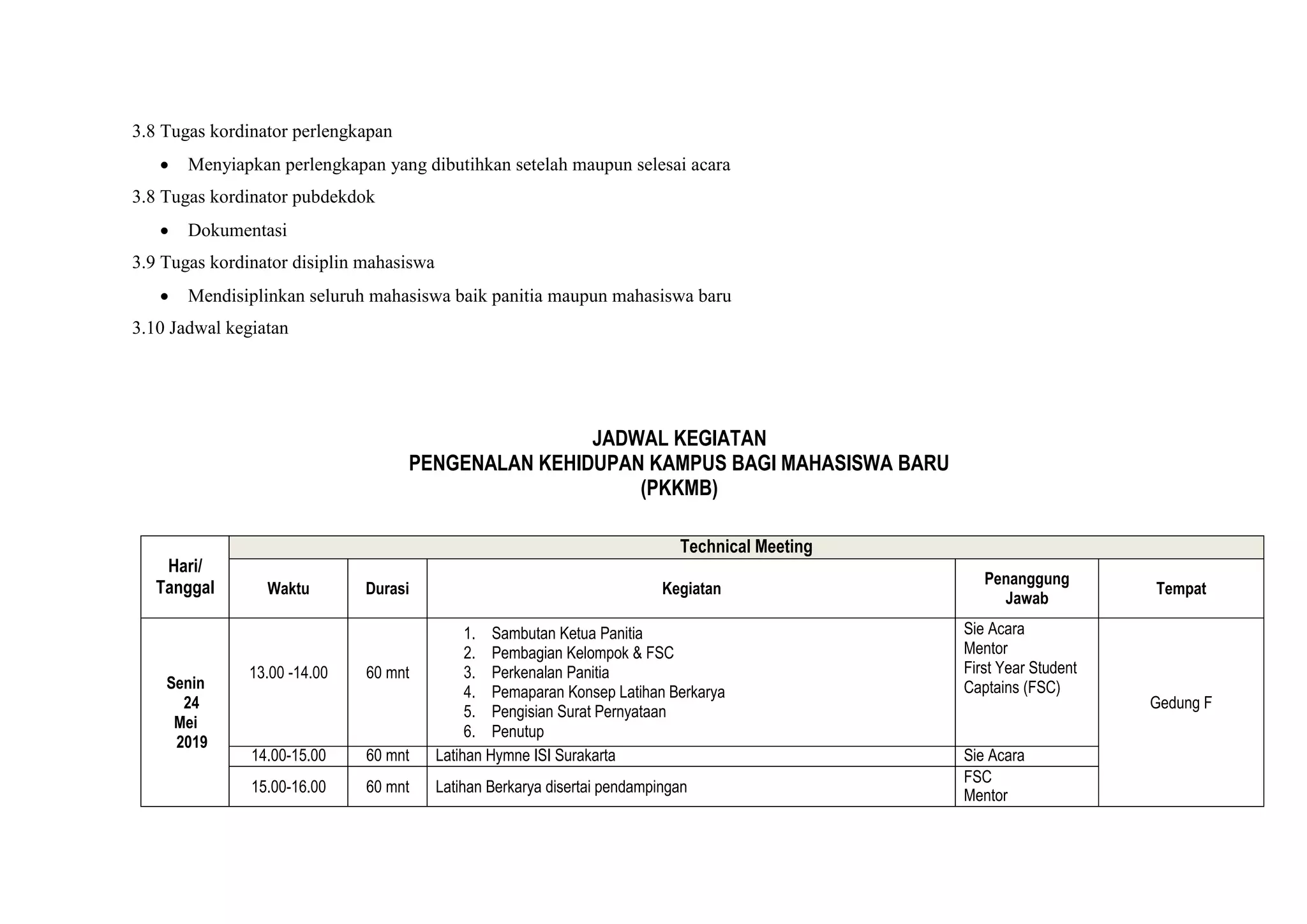 contoh laporan kegiatan PKKMB | PDF