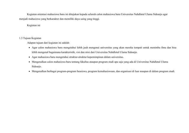 contoh laporan kegiatan PKKMB | PDF