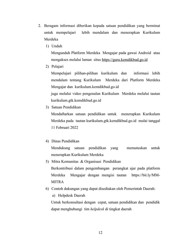 Laporan tindak lanjut implementasi nkurikulum merdekak IKM 2022. | PDF