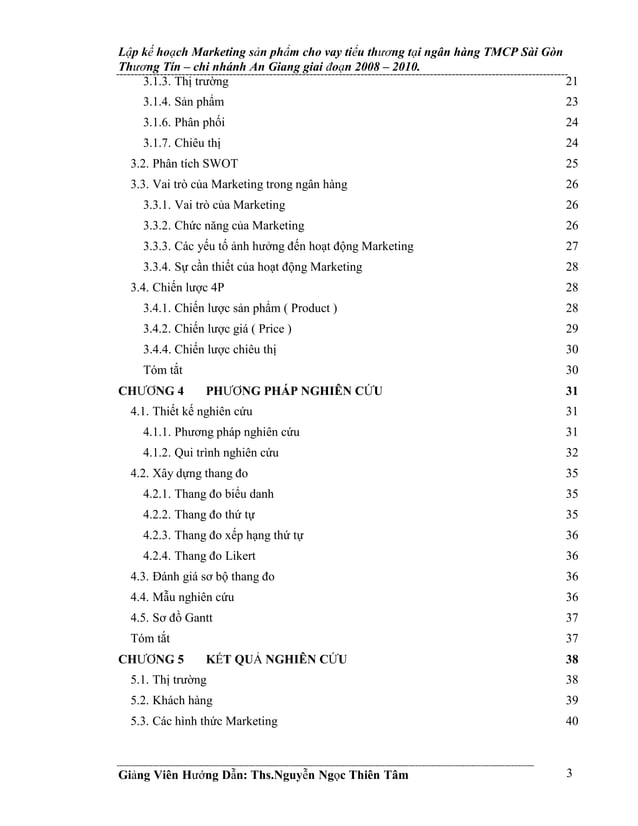 Lập kế hoạch Marketing sản phẩm cho vay tiểu thương tại ngân hàng TMCP Sài Gòn Thương Tín – chi ...
