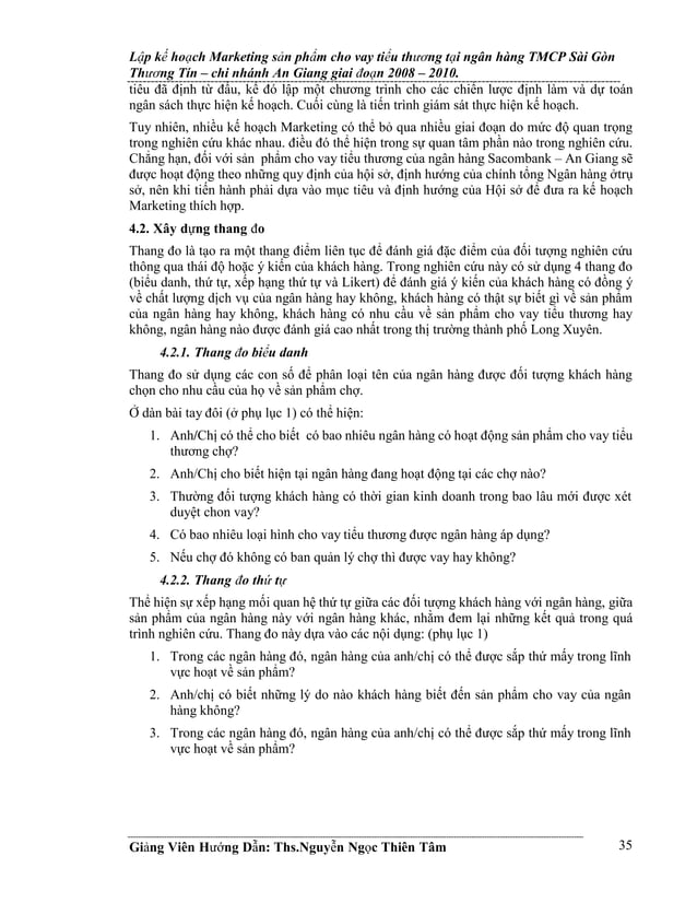 Lập kế hoạch Marketing sản phẩm cho vay tiểu thương tại ngân hàng TMCP Sài Gòn Thương Tín – chi ...