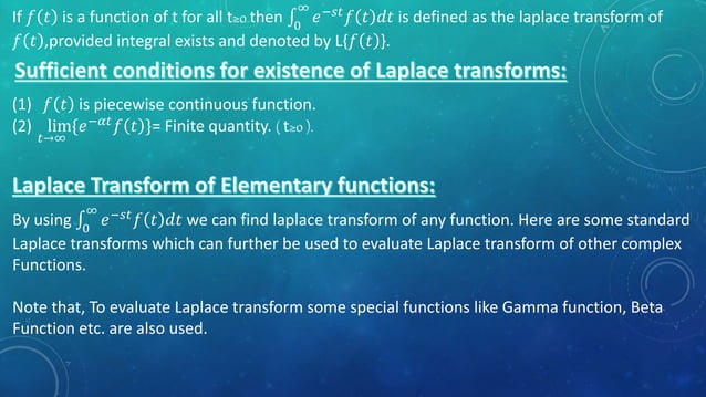 Laplace Transform and its applications | PPTX | Science