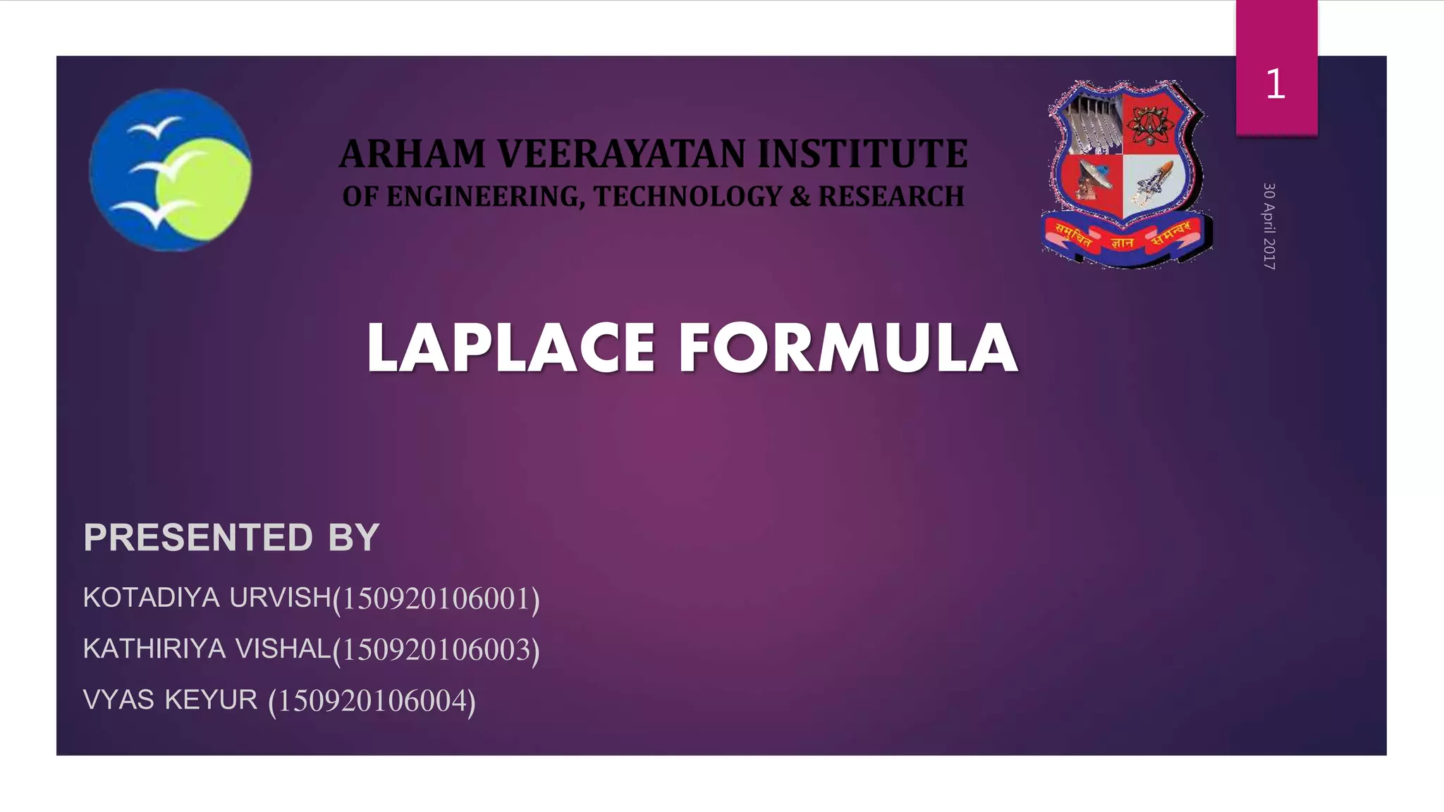 Laplace formula | PPTX