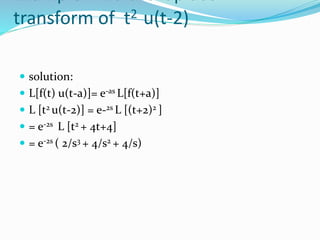 Laplace transform: UNIT STEP FUNCTION, SECOND SHIFTING THEOREM, DIRAC DELTA FUNCTION | PPTX