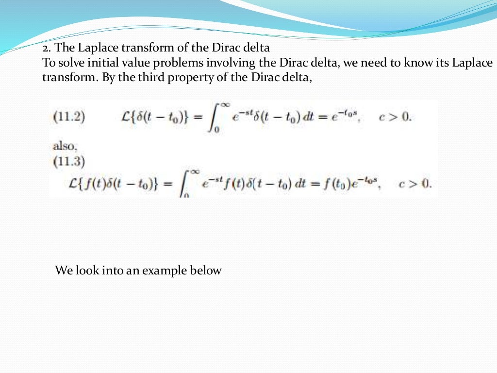 Laplace Transform Unit Step Function Second Shifting Theorem Dirac