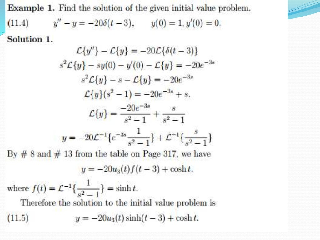 Laplace Transform Unit Step Function Second Shifting Theorem Dirac…