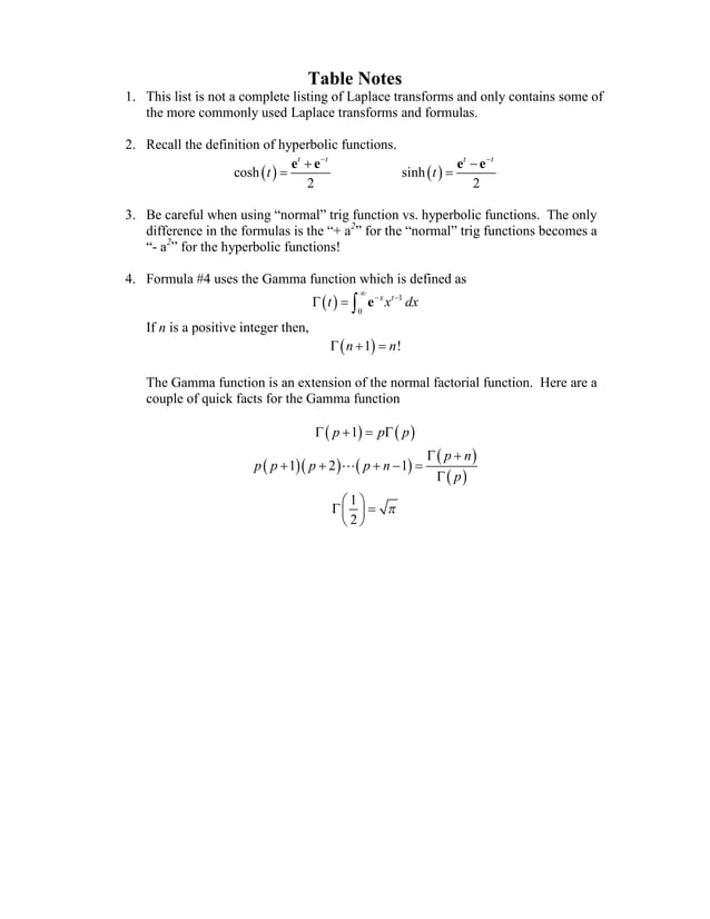 Laplace table | PDF | Physics | Science