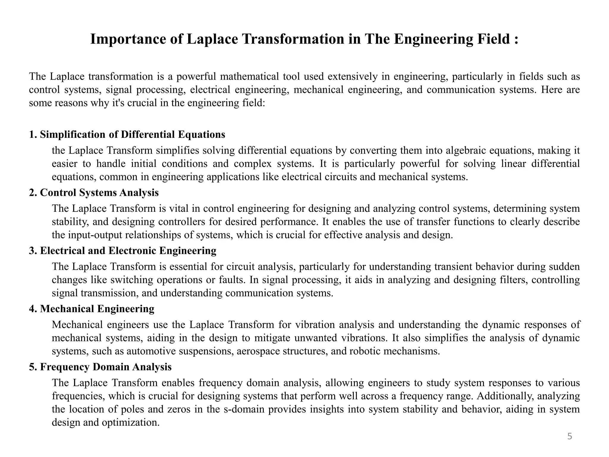 Laplace transformation and use case of Laplace Transformation in The ...